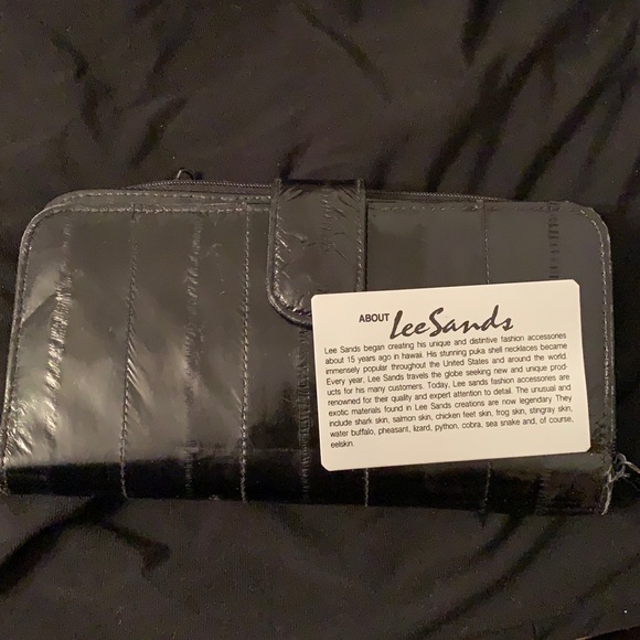 Lee Sands | Bags | Lee Sands Black Eel Skin Long Wallet | Poshmark